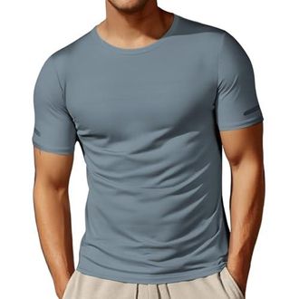 Generic T-shirt d&eacute;t&eacute; en maille &agrave; manches courtes pour homme - L&eacute;ger - Sport ext&eacute;rieur - Soie d&eacute;contract&eacute;e, bleu fonc&eacute;, XXL