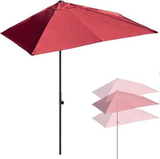 Generic Halber Marktschirm, 200x100cm, 250x130cm, UV-Schutz Wasserfest Gartenschirm, für Wand, Balkon, Terrasse(Red,250x130cm)
