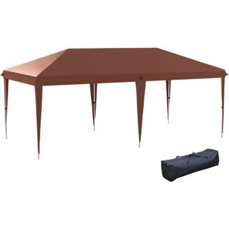 OUTSUNNY Tonnelle barnum de jardin pop-up pliant 5,85L x 2,95l x 2,7H m sac inclus acier &eacute;poxy oxford haute densit&eacute; marron
