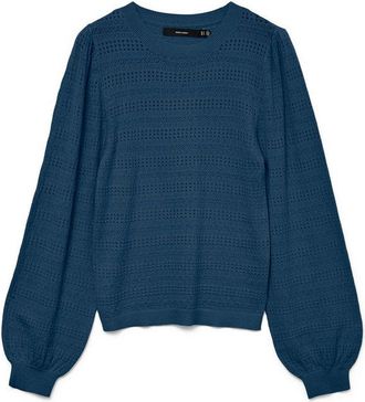 Vero Moda Strickpullover VMLIMONE LS O-NECK PULLOVER BOO mit Lochmuster