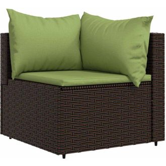 vidaXL Garten-Ecksofa mit Kissen Braun Poly Rattan Vidaxl