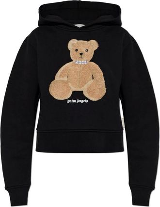 Palm Angels Femme, Sweatshirts et sweats &agrave; capuche, Noir, Taille: 42 FR Bear Fitted Sweat &agrave; capuche