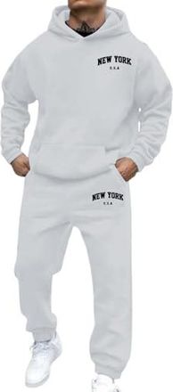 Generic Surv&ecirc;tement pour homme imprim&eacute; sweat &agrave; capuche ample jambe droite poche ensemble d&eacute;contract&eacute; sport quotidien jogging tops pantalon 2 pi&egrave;ces Gym Active