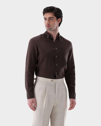 van Laack Leinenhemd mit Button-Down Kragen Tailor Fit