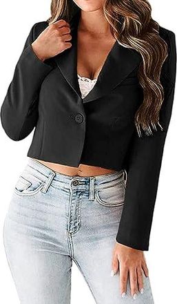 Generic Blazer à manches longues pour femme - Blazer daffaires surdimensionné - Veste de transition - Veste en tricot à manches longues - Veste décontractée -