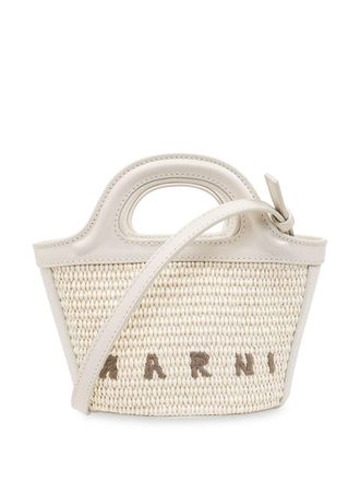 Marni mini sac à main Tropicalia à logo brodé - Blanc