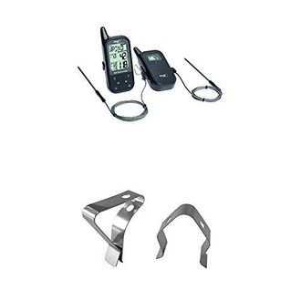 TFA Dostmann Küchen-Chef Digitales Bratenthermometer/Grillthermometer Funk, 2 Einstechfühler zur Messung der Ofen- und Kerntemperatur + Clips für Grill-Bratentherm