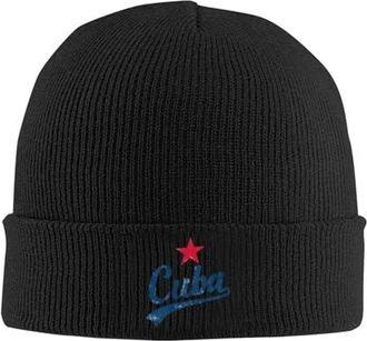 Generic Chapeau dHomme, Cuba Red Star Blue Design pour Hommes Unisexe Bonnet en Maille Unisexe Bonnet Pull Hiver Chaud Chaleureux Hiver V&eacute;lo en Plein air No&euml;l