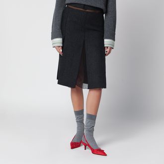 Prada Schiefergrauer Rock aus Double-Wolle