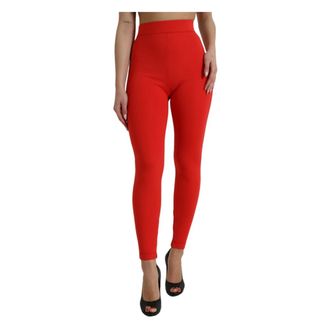 Dolce & Gabbana High Waist Leggings Hose - - Trousers - Damen - Rot - S