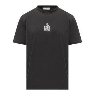 Lanvin Homme, Tops, Noir, Taille: 2XL T-shirt en coton brod&eacute;