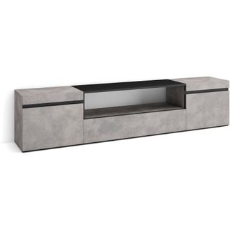 Skraut Home Skraut Home - TV-Schrank, Lowboard, f&uuml;r Wohnzimmer und Esszimmer, 200x45x35cm, F&uuml;r TV-Ger&auml;te bis zu 80, Fernsehtisch, Moderner Stil, Zementgrau
