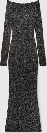 Stella McCartney Sequin Off-Shoulder Floor-Length Dress, Woman, Black, Size: XS