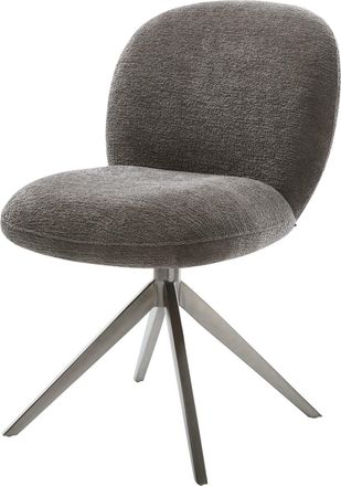 DELIFE Esszimmerstuhl Nube-Flex Kreuzgestell breit Graphit Boucl&eacute; Soft Schlamm 360&deg; drehbar Wippfunktion Taschenfederkern