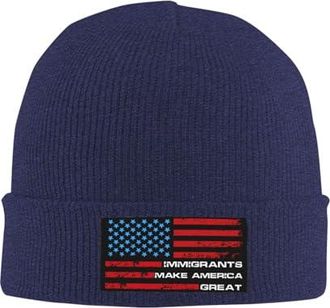 Generic Tricoté Bonnet Les Immigrants Rendent LAmérique Grande. Pro-Immigration Coupe-Vent Bonnet Chapeau Tricot Épais Chapeau dhiver Tricoté pour Adultes Spo