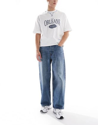 Jack & Jones Dave - Jeans in Mittelblau mit weitem Schnitt