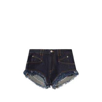 Isabel Marant Short Eneidala &agrave; bords frang&eacute;s en denim de coton