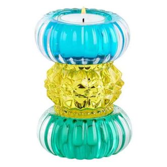 Gift Company Teelichthalter Sari rund, Kerzenst&auml;nder, Kristallglas, Blau, Gelb, Gr&uuml;n, 11.5 cm, 1093901010