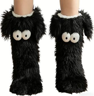 Generic Friends Chaussettes confortables avec yeux, jolies chaussettes dhiver antid&eacute;rapantes pour femme, chaussettes damis, chaussettes ultra chaudes en peluc