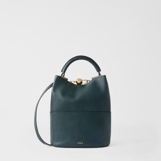 Furla Sfera Beuteltasche S Dark Forest Gr&uuml;n Doppeltes Napoli-kalbsleder Damen