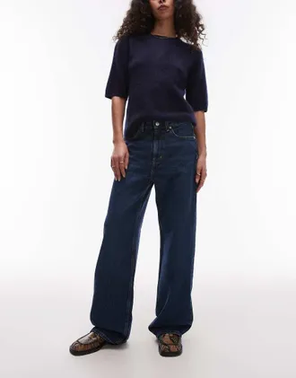 Arket Coral - Jean baggy à taille haute - Bleu foncé délavé