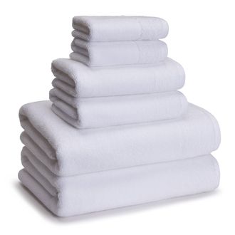 Kassatex Towel KYT-256-W Kyoto Handtuch 6er Set, Baumwolle, Viskose aus Bambus, Weiss/opulenter Garten
