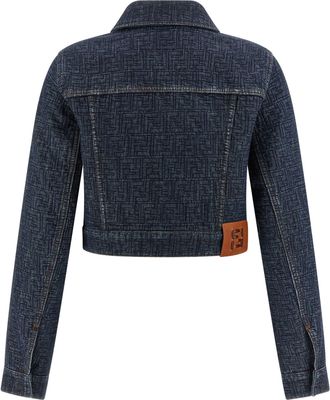 Fendi Padded FF Jacquard Denim Bolero Jacket - Navy