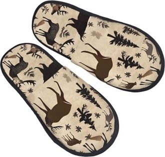 Generic Antid&eacute;rapant Pantoufles Imprim&eacute; orignal, ours et cerf Maison Pantoufles Unisex Chaussons Femme pour Int&eacute;rieur Maison Homme M