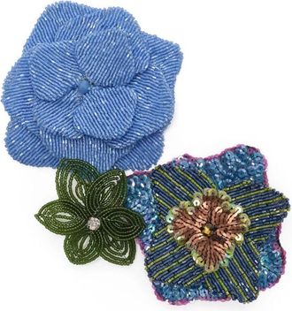 Maliparmi Maliparmi, Femme, Accessoires, Bleu, Taille: ONE Size Precious Flower Brooch Set