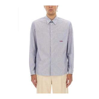 Valentino Gestreiftes Hemd mit Knopfleiste - - Shirts - Herren - Blau - L