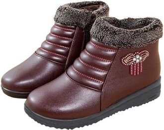 Generic Bottines Femme en Cuir Plates Bottes Courtes Doublure Chaude Peluche Fermeture &Eacute;clair Semelle Antid&eacute;rapantes Chaussures Femme L&eacute;g&egrave;res Confortables Hiv