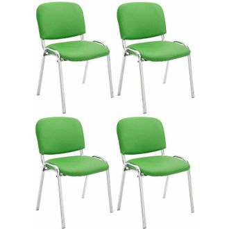 Clp Lot de 4 Chaises de visiteur Ken en similicuir et pieds en métal chromé Vert