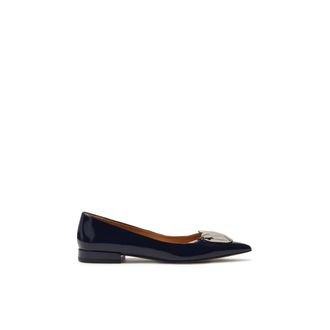 Kazar Dunkelblaue flache Pumps mit gro&szlig;er Verzierung - - Shoes - Damen - Blau - 37 EU