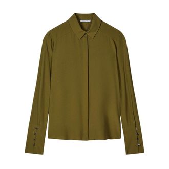 Patrizia Pepe Chemise en cr&ecirc;pe viscose fluide - Femme - Blouses et Chemises - Vert - Taille: 40 FR