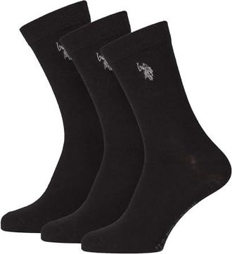 U.S.Polo Association Aubrey Lot de 3 paires de chaussettes pour homme, noires, 39/42, Noir, 39-42