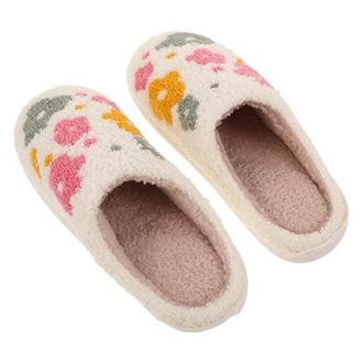 Garneck GALPADA Pantoufles DInt&eacute;rieur Chaudes pour Femmes Motif Floral Taille 40-41 Coton Doux et Pelucheux Semelle Antid&eacute;rapante Pantoufles Confortables et D