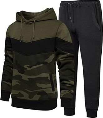 Onsoyours Ensemble A Capuche Homme Chic Pois Sweat À Capuche Et Pantalon Fitness Décontracté Hoodie Survetement Sport D Armée Verte 02 L