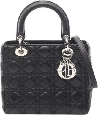 Dior Pre-owned Lady Dior Sac &agrave; main en cuir 2 ways - Femme - Pre-owned - Noir - Taille: ONE Size