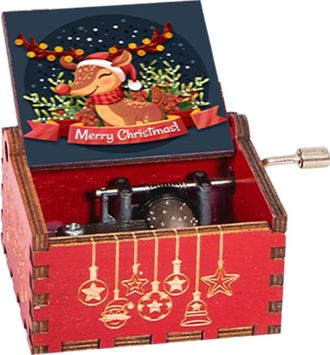 Generic Weihnachtsholz -Musikbox, Retro Weihnachts -Musikbox - Handgesiedelte Vintage -hölzerne Musikschachtel - Geschenke Für Boy Girl Family Freund Weihnach