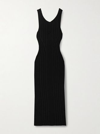 Khaite Ottilie Midikleid Aus Einer Gerippten Baumwollmischung - Schwarz