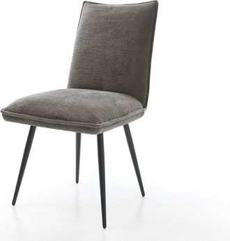 DELIFE Esszimmerstuhl Lelio-Flex Boucl&eacute; Soft Schlamm 4-Fu&szlig; konisch Schwarz Taschenfederkern, Esszimmerst&uuml;hle