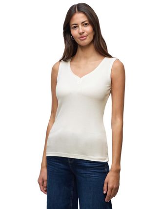 Street One Damen 3228576 Top mit Knopfdetail, Off White, 44