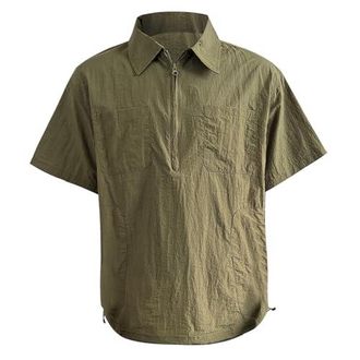 Generico T-shirt pour homme, coupe ample avec col en grandes tailles, v&ecirc;tement de travail l&eacute;ger et respirant, vert, XXXL