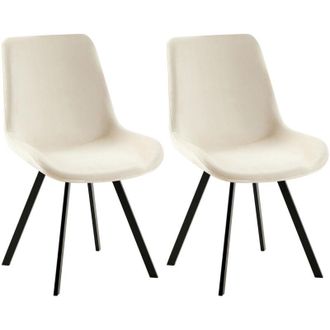 Clp 2er Set Esszimmerstuhl Lewes Samt creme