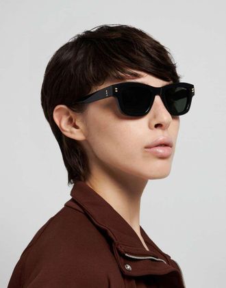 Polaroid Sunglasses Polaroid rechteckige Sonnenbrille mit gr&uuml;nen polarisierten Gl&auml;sern - Schwarz