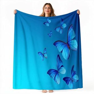 Generic Couverture Papillon Bleu Simple Motifs, Couverture en Sherpa Flanelle pour Adultes et Enfant, Doux Chaude pour Hiver Jet&eacute; de Canap&eacute; 130 x 150 cm, Bleu
