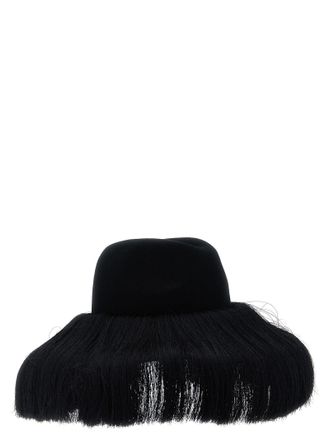 Comme Des Gar&ccedil;ons Wool Fringe Fedora - Black