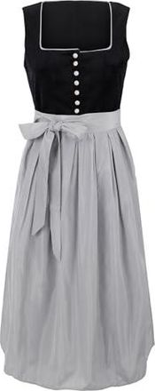 Generic Robe en velours pour femme - Avec tablier Dirndl - &Eacute;l&eacute;gante robe festive en mousseline de soie, Noir, 3XL