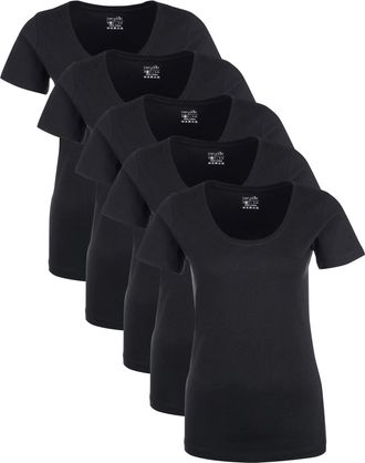Berydale Damen T-Shirt mit Rundhalsausschnitt aus 100% Baumwolle im Multipack