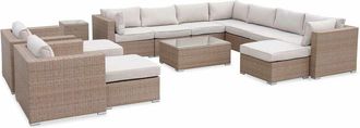Sweeek Gartengarnitur aus Polyrattan XXL 12-14 Personen Beige / Beige